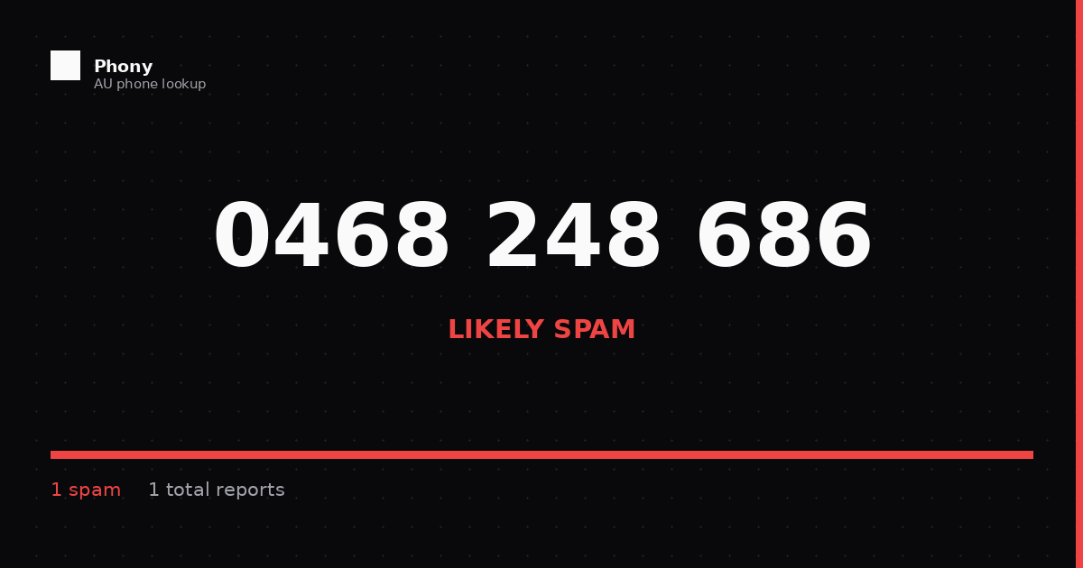 0468 248 686 - Who Called? Scam Check | Phony.com.au
